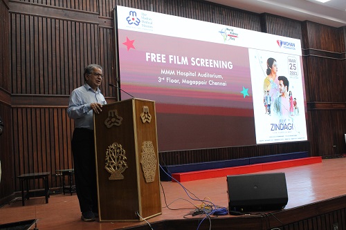Screening of movie “Aye Zindagi” at MMM Hospital Auditorium, Mogappair